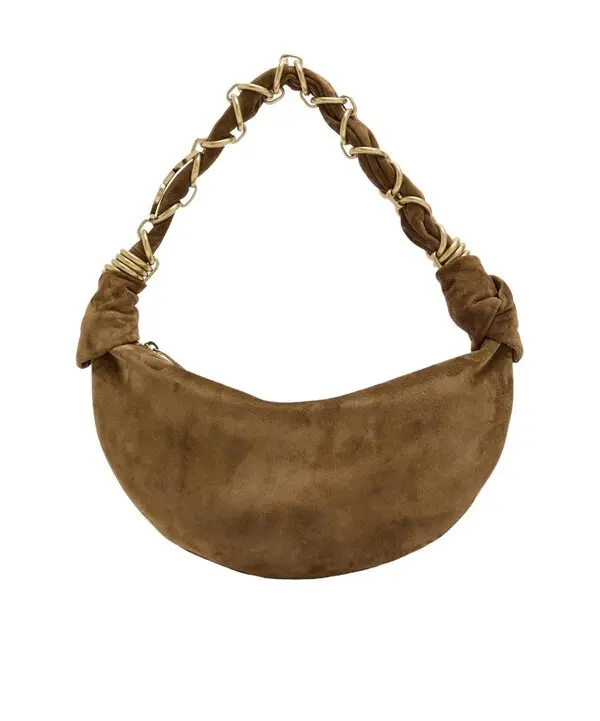 Saint Laurent Faux Suede Crescent-shaped Underarm Bag