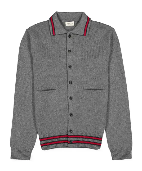 Gucci Knit Polo Cardigan - Gray