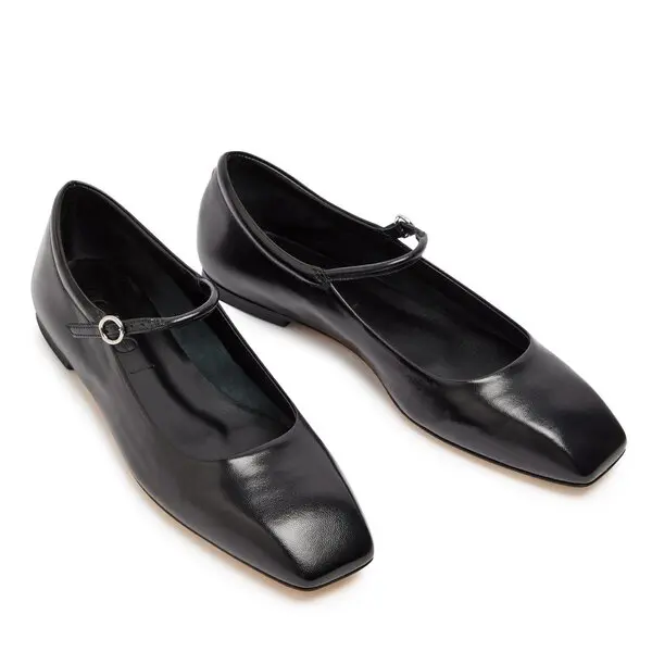 AeydĒ Square-toe Leather Ballet Flats - Black