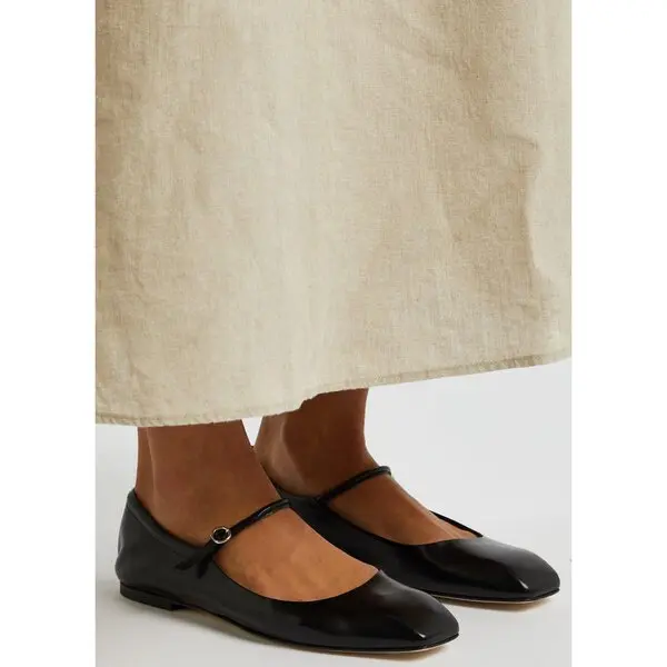 AeydĒ Square-toe Leather Ballet Flats - Black