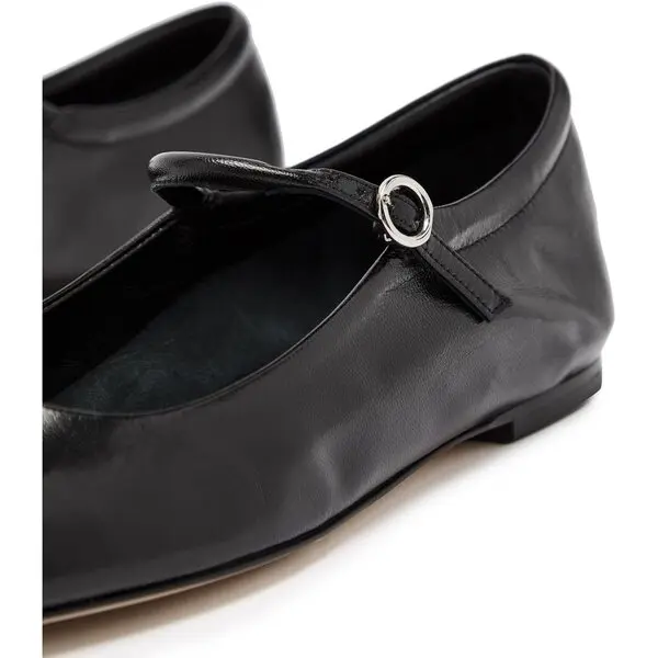 AeydĒ Square-toe Leather Ballet Flats - Black