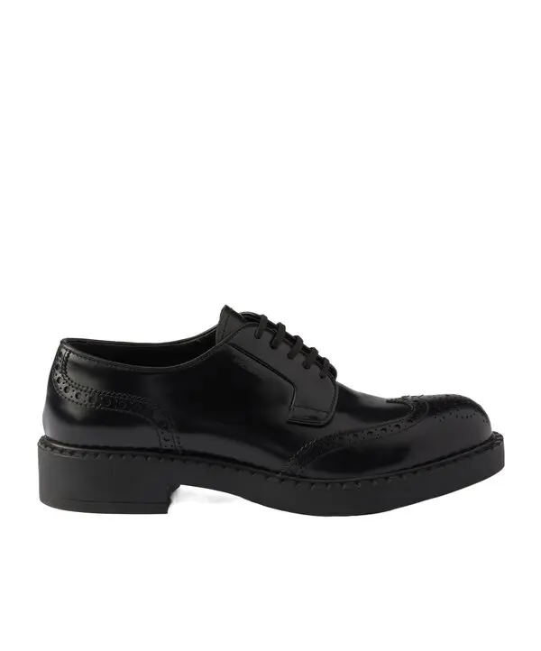 Prada Chocolate Brushed Leather Derby Brogues