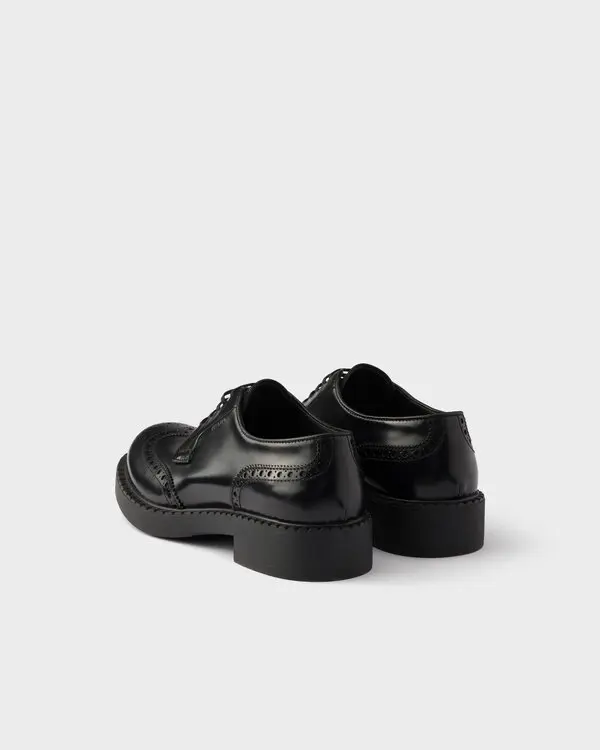 Prada Chocolate Brushed Leather Derby Brogues