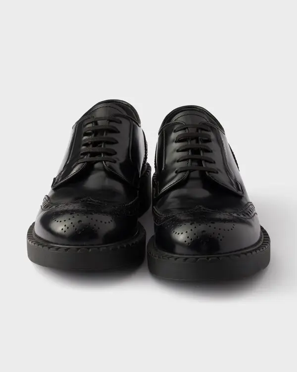 Prada Chocolate Brushed Leather Derby Brogues