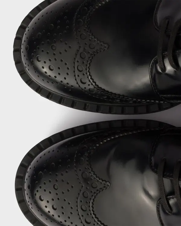 Prada Chocolate Brushed Leather Derby Brogues