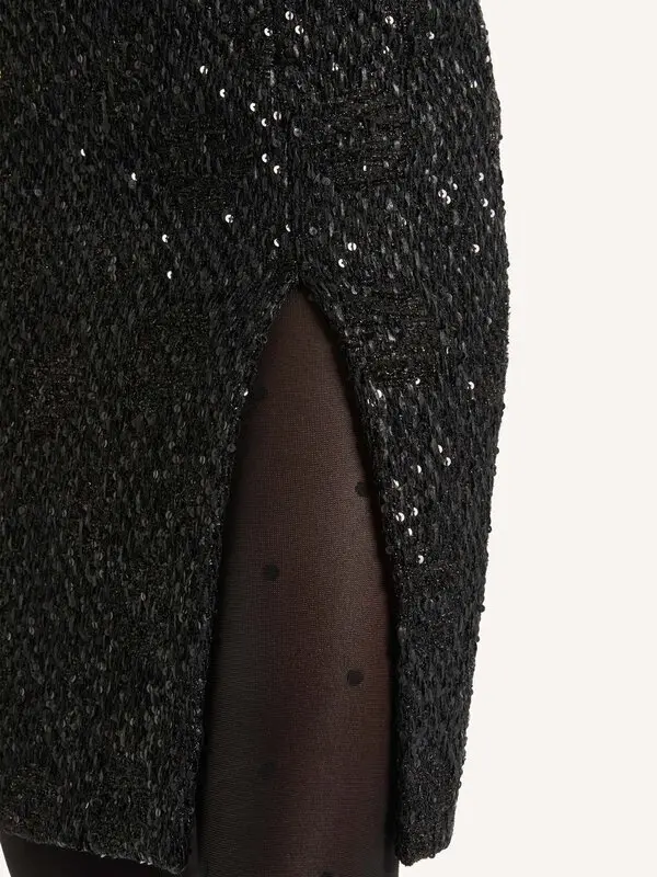 Balmain Sequinned Tweed Midi Skirt