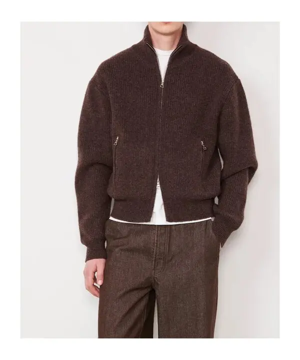 Officine Générale Zip-up Ribbed Knit Cardigan