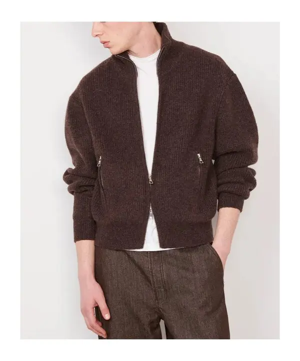 Officine Générale Zip-up Ribbed Knit Cardigan