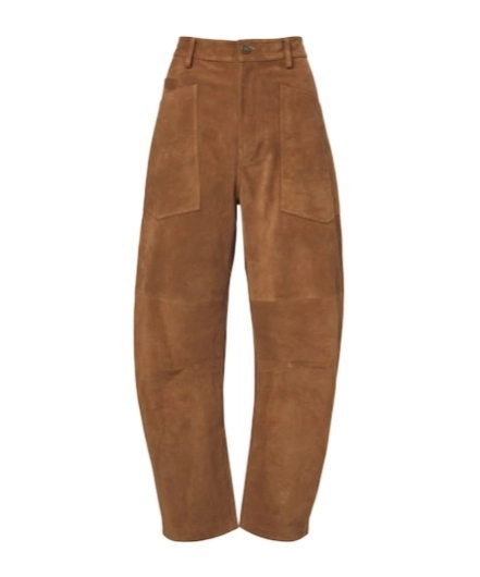 NILI LOTAN Shon Suede Barrel-leg Pants - Brown