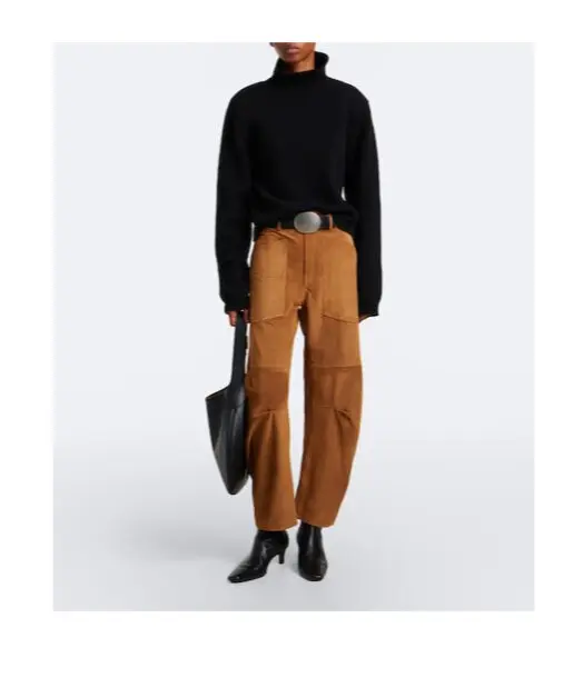 NILI LOTAN Shon Suede Barrel-leg Pants