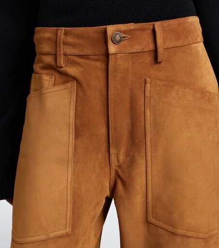 NILI LOTAN Shon Suede Barrel-leg Pants