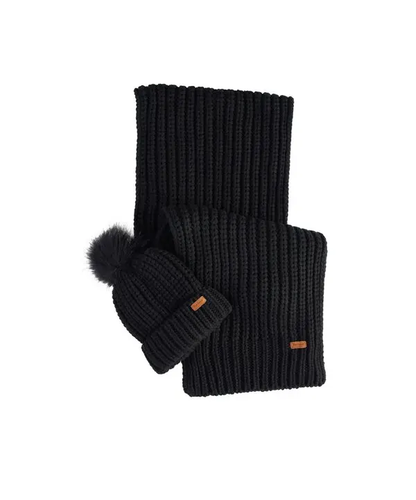 Barbour Knitted Hat And Scarf Set