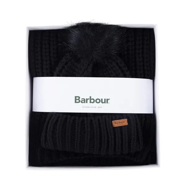 Barbour Knitted Hat And Scarf Set