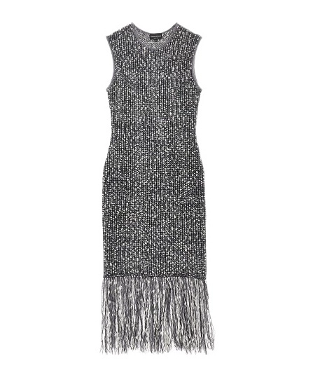 Emporio Armani Fringed Knit Dress - Gray