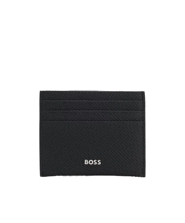 Hugo Boss Textured Leather Card Holder - Black