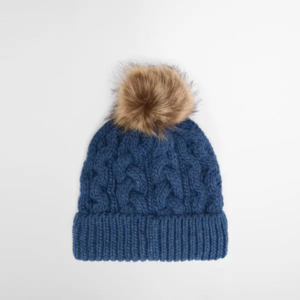 Barbour Twist-knit Fuzzy Pom-pom Cold Cap