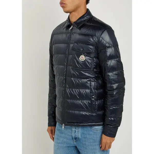 Moncler Shiny Front Stand-collar Quilted Down Jacket