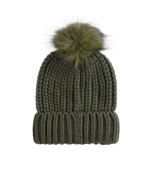 Barbour Thick-knit Fuzzy Cold Cap With Pom-poms