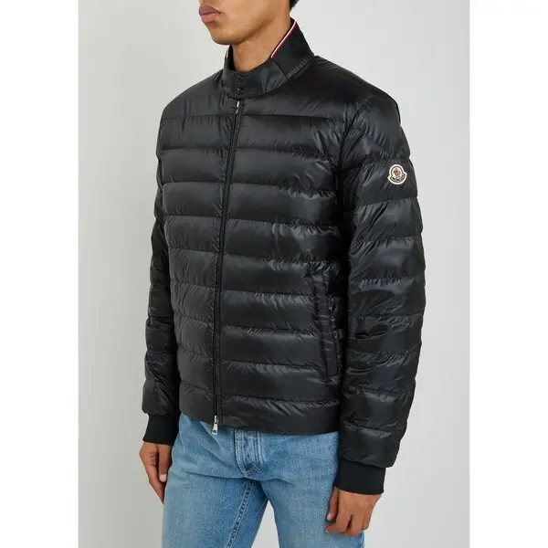 Moncler Stand-collar Horizontal Quilting Glossy Down Jacket