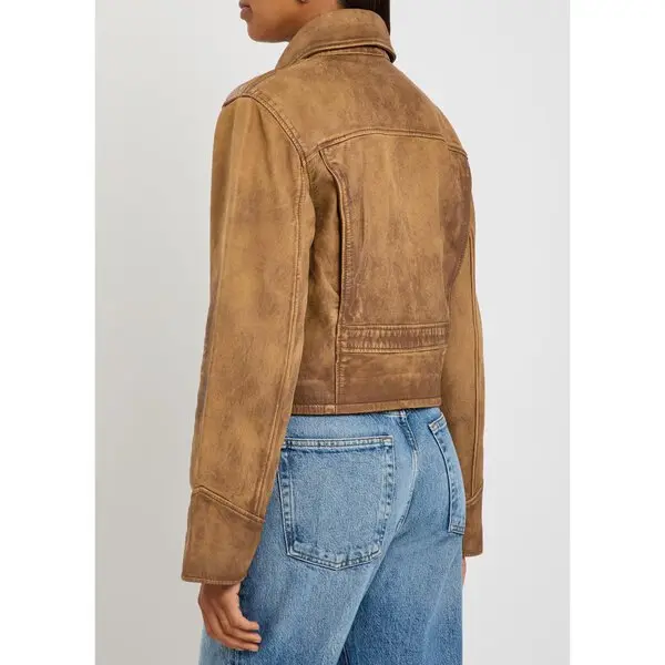 Polo Ralph Lauren Cropped Distressed Leather Jacket