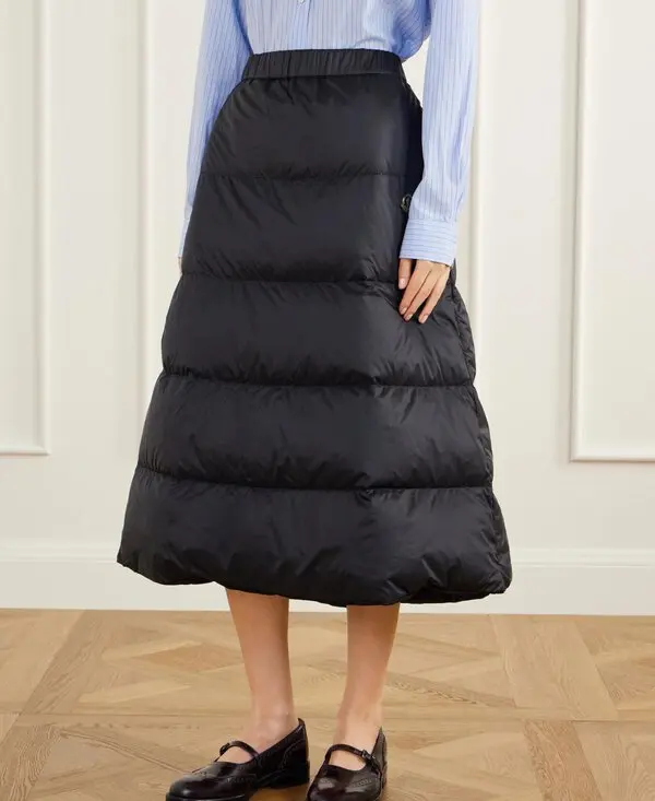 Moncler Logo-appliquéd Quilted Down Knee-length Skirt