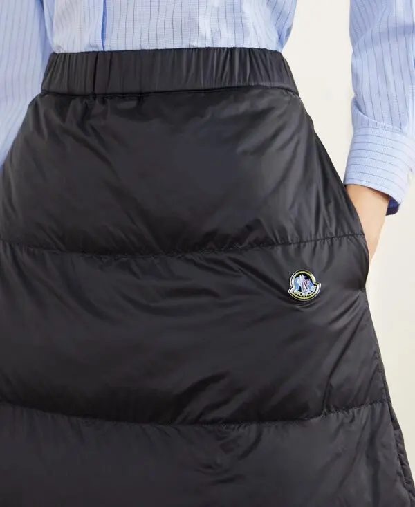 Moncler Logo-appliquéd Quilted Down Knee-length Skirt