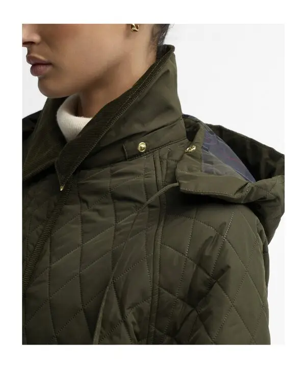 Barbour Long Diamond-quilted Hooded Coat