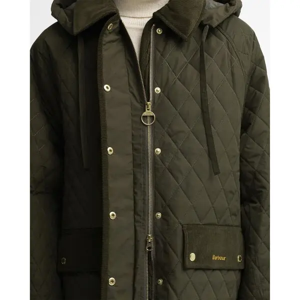 Barbour Long Diamond-quilted Hooded Coat
