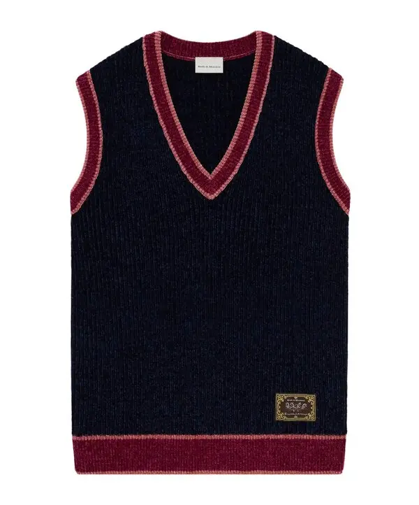 Drole De Monsieur Horse-patch V-neck Vest - Black