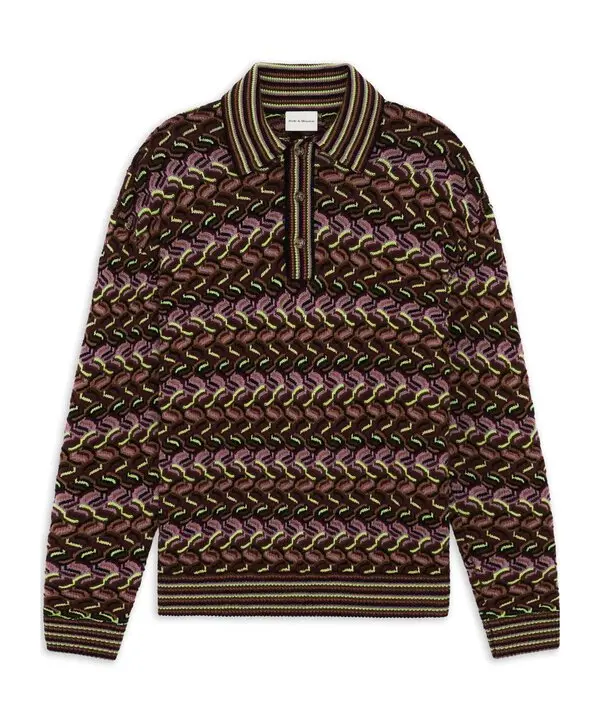 Drole De Monsieur Drôle De Geometric Pattern Knitted Polo Shirt - Multicolor