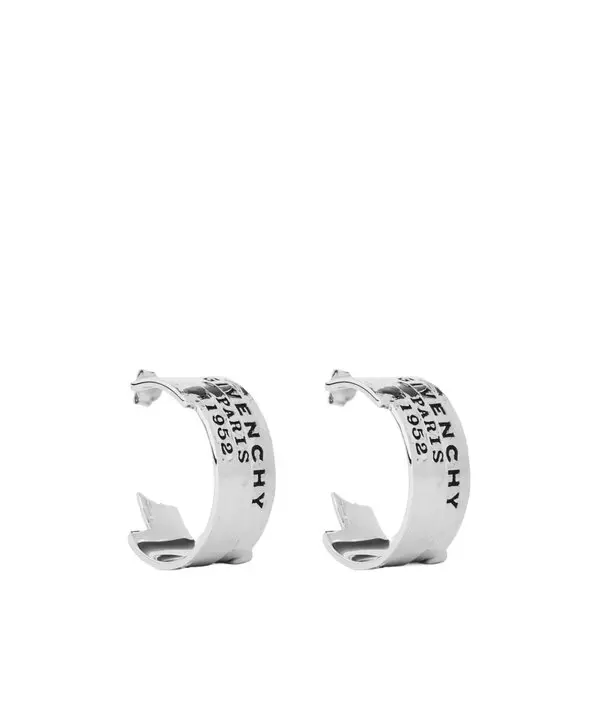 Givenchy Hoop Earrings With Engraved Text - Silver