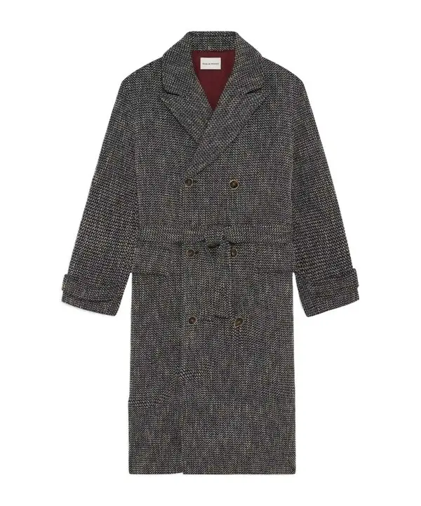 Drole De Monsieur Double Breasted Belted Twill Coat - Black