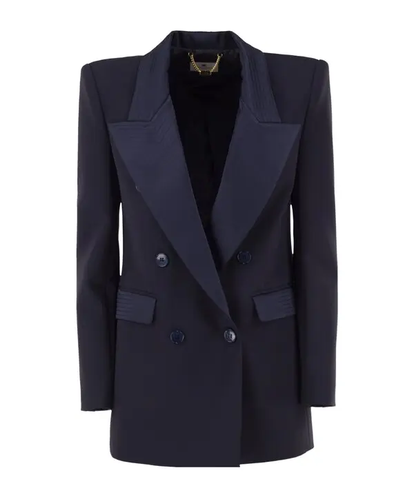 Elisabetta Franchi Jacket In Double Layer Crêpe And Satin Fabrics - Black
