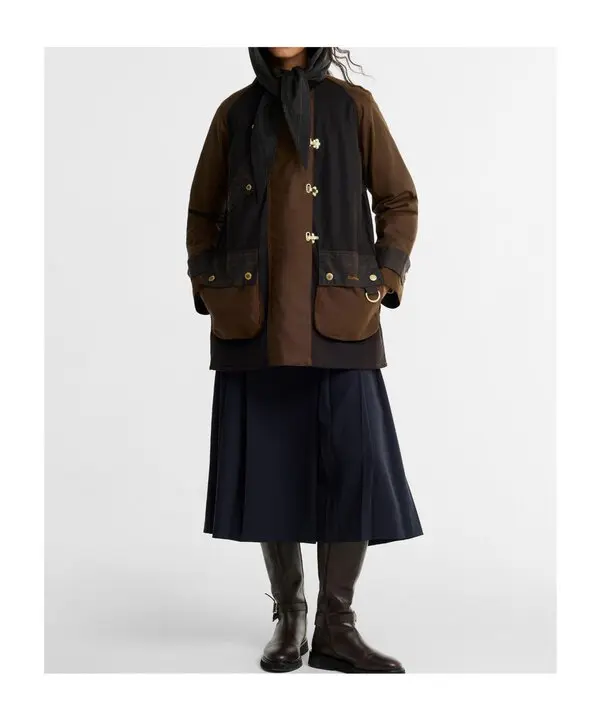 Barbour Panelled Waxed Cotton Field Coat
