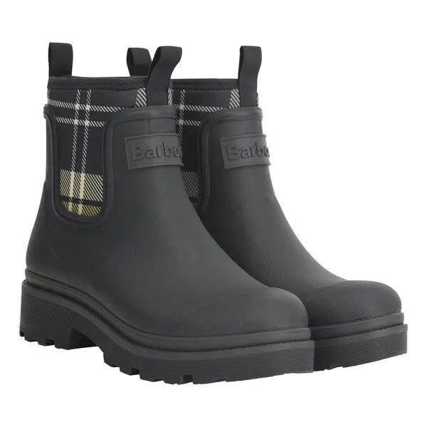 Barbour Checkered Patchwork Ankle Rain Boots