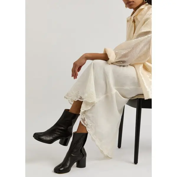 MAISON MARGIELA Glossed Grained Leather Ankle Boots