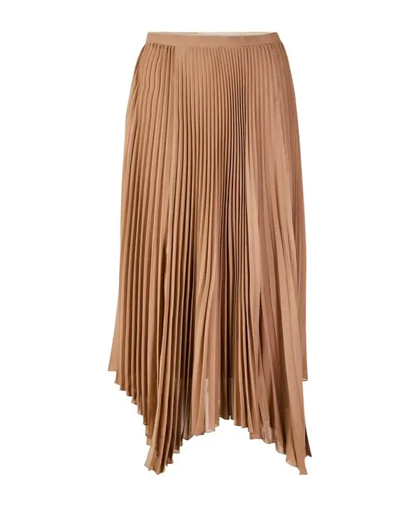 Valentino Garavani High-waisted Pleated Midi Skirt - Brown