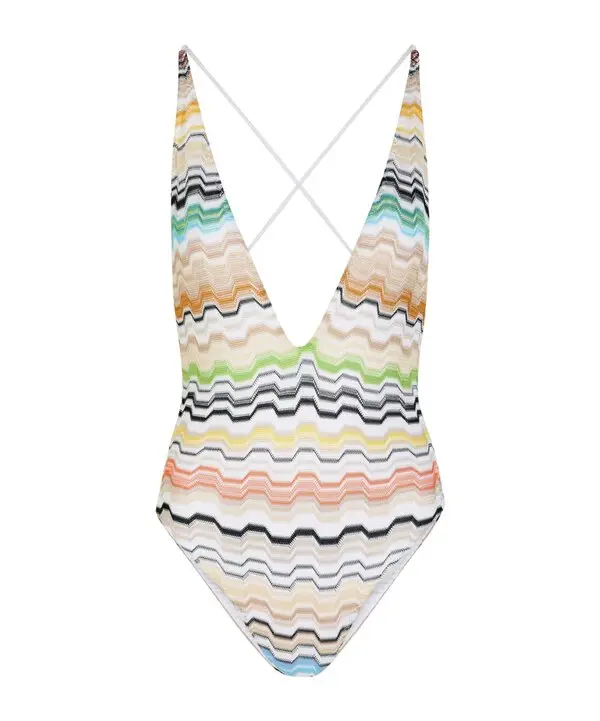 Missoni V-neck One-piece Swimsuit - Red