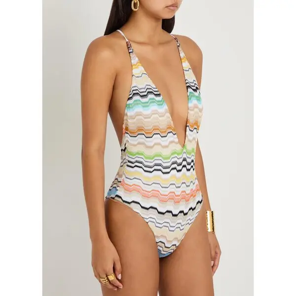 Missoni V-neck One-piece Swimsuit - Red