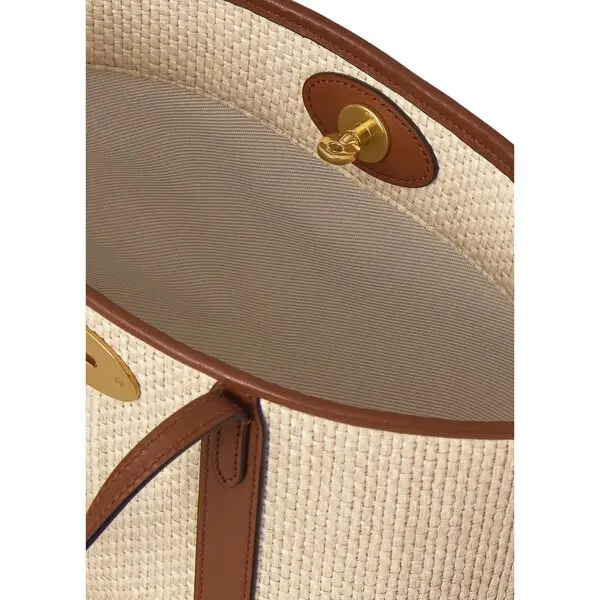 Mulberry Woven Tote Bag With Brown Leather Trim