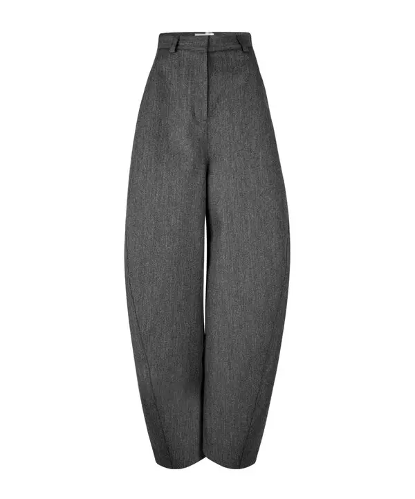 Balenciaga Thin-striped Curved Wide-leg Pants - Gray