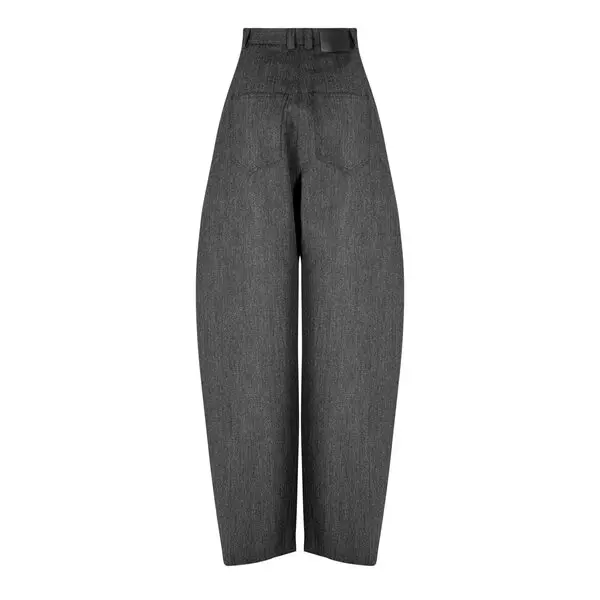 Balenciaga Thin-striped Curved Wide-leg Pants