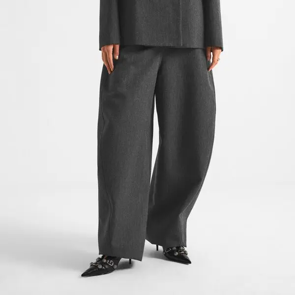 Balenciaga Thin-striped Curved Wide-leg Pants