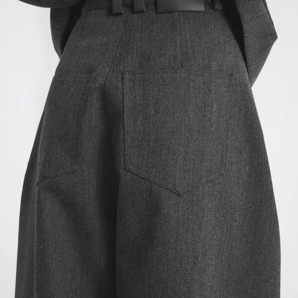 Balenciaga Thin-striped Curved Wide-leg Pants