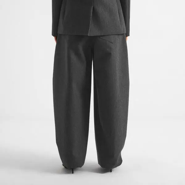 Balenciaga Thin-striped Curved Wide-leg Pants