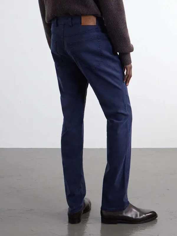 Boglioli Straight-leg Garment-dyed Cotton-blend Twill Trousers - Navy