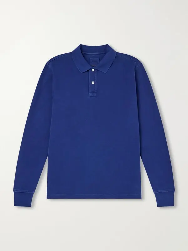 DRAKE'S Dyed Cotton-piqué Polo Shirt - Blue