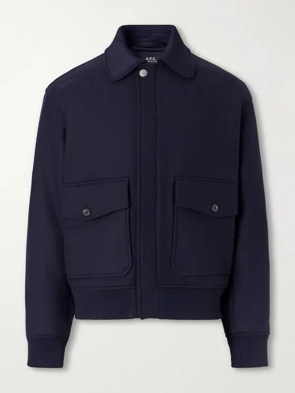 A.p.c. Charlie Wool-blend Twill Blouson Jacket - Blue