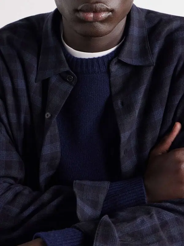 A.PRESSE Checked Wool-flannel Shirt