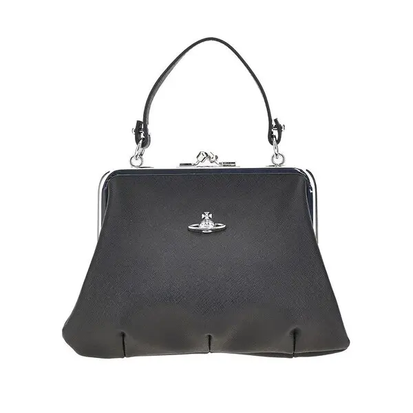 VIVIENNE WESTWOOD Granny Frame' Faux Saffiano Leather Bag - Black